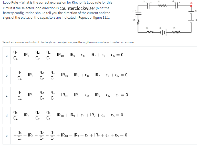 Solved Loop Rule -- What is the correct expression for | Chegg.com