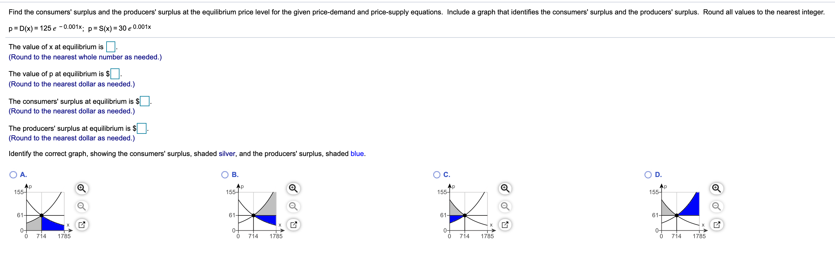 Solved Find the consumers' surplus and the producers' | Chegg.com
