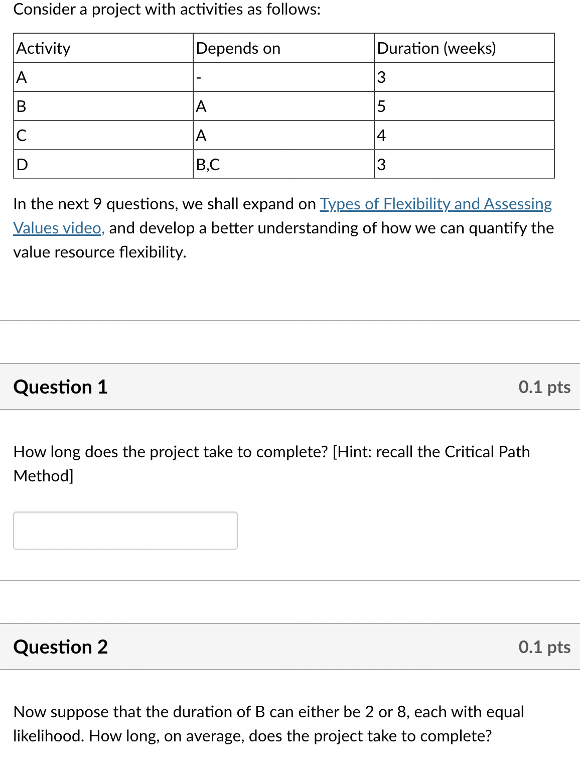 Solved 1. ﻿how long does the project take to complete? | Chegg.com