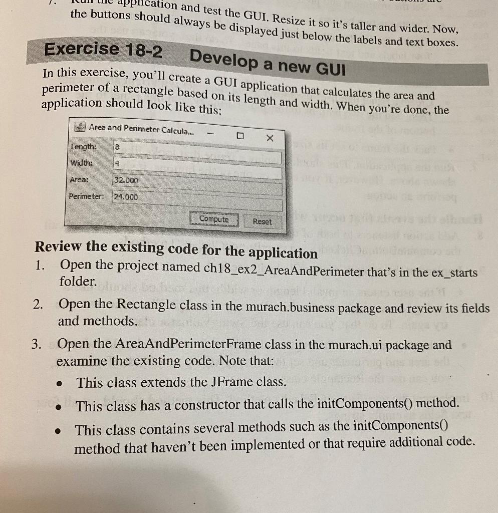 Solved 1. pplication and test the GUI. Resize it so it's | Chegg.com