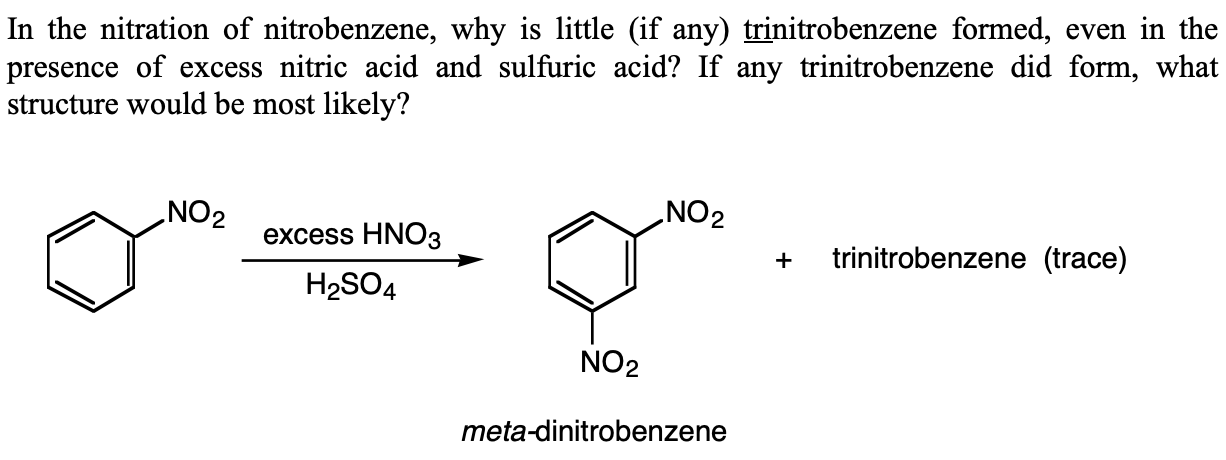 Solved In the nitration of nitrobenzene, why is little (if | Chegg.com