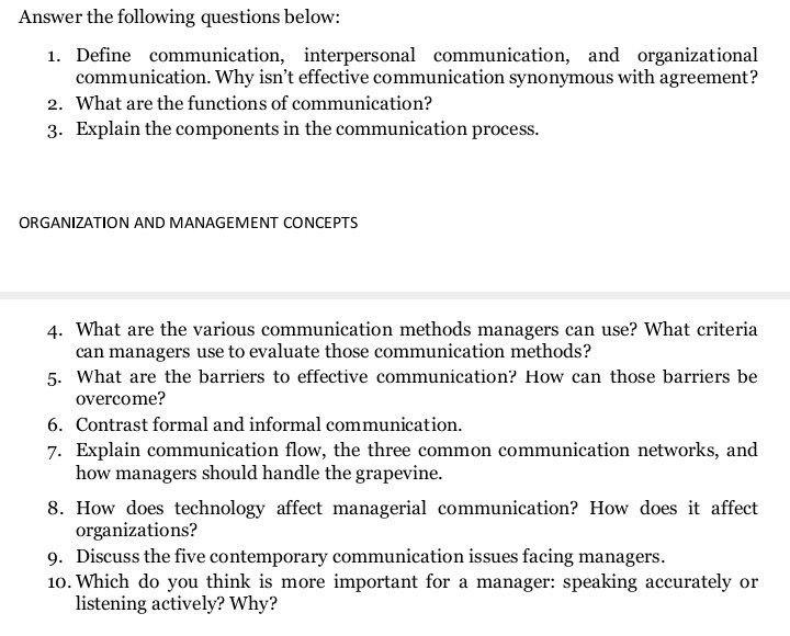 Solved Answer the following questions below: 1. Define | Chegg.com