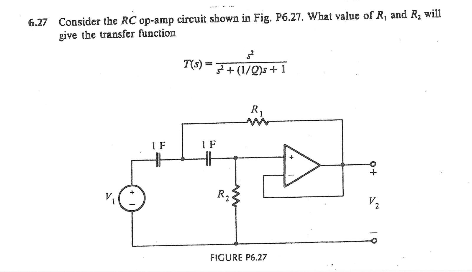 Solved 6.27 Consider the RC op-amp circuit shown in Fig. | Chegg.com