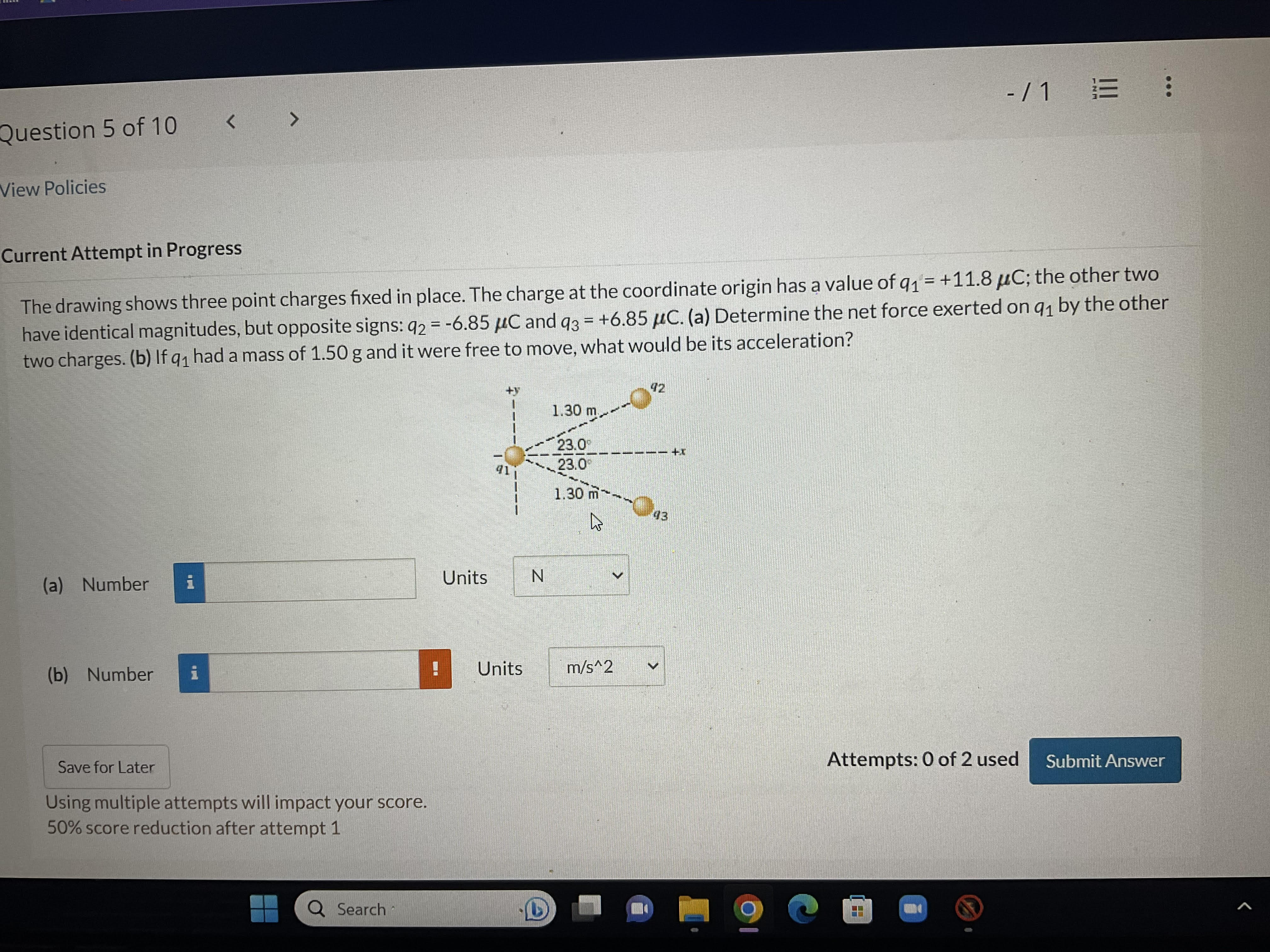 Solved urrent Attempt in Progress The drawing shows three | Chegg.com