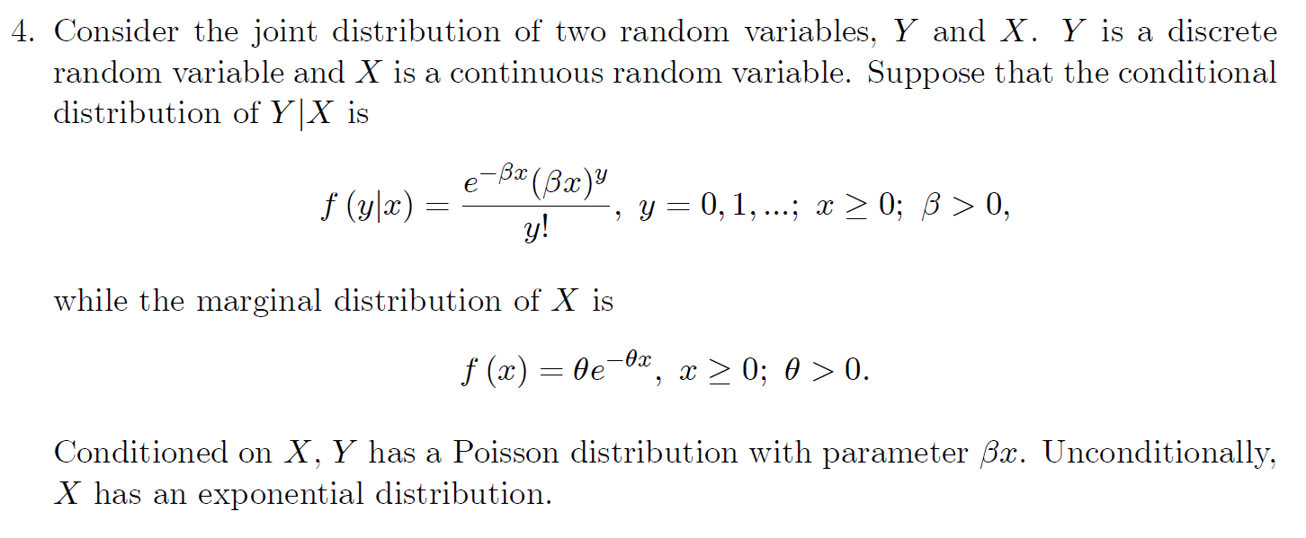Solved 4. Consider the joint distribution of two random | Chegg.com