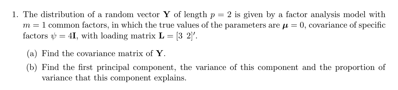 1. The distribution of a random vector Y of length | Chegg.com