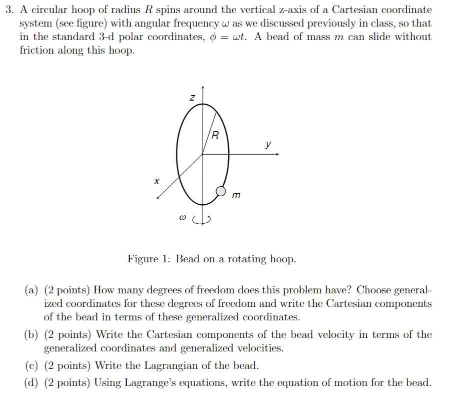 3. A circular hoop of radius R spins around the | Chegg.com