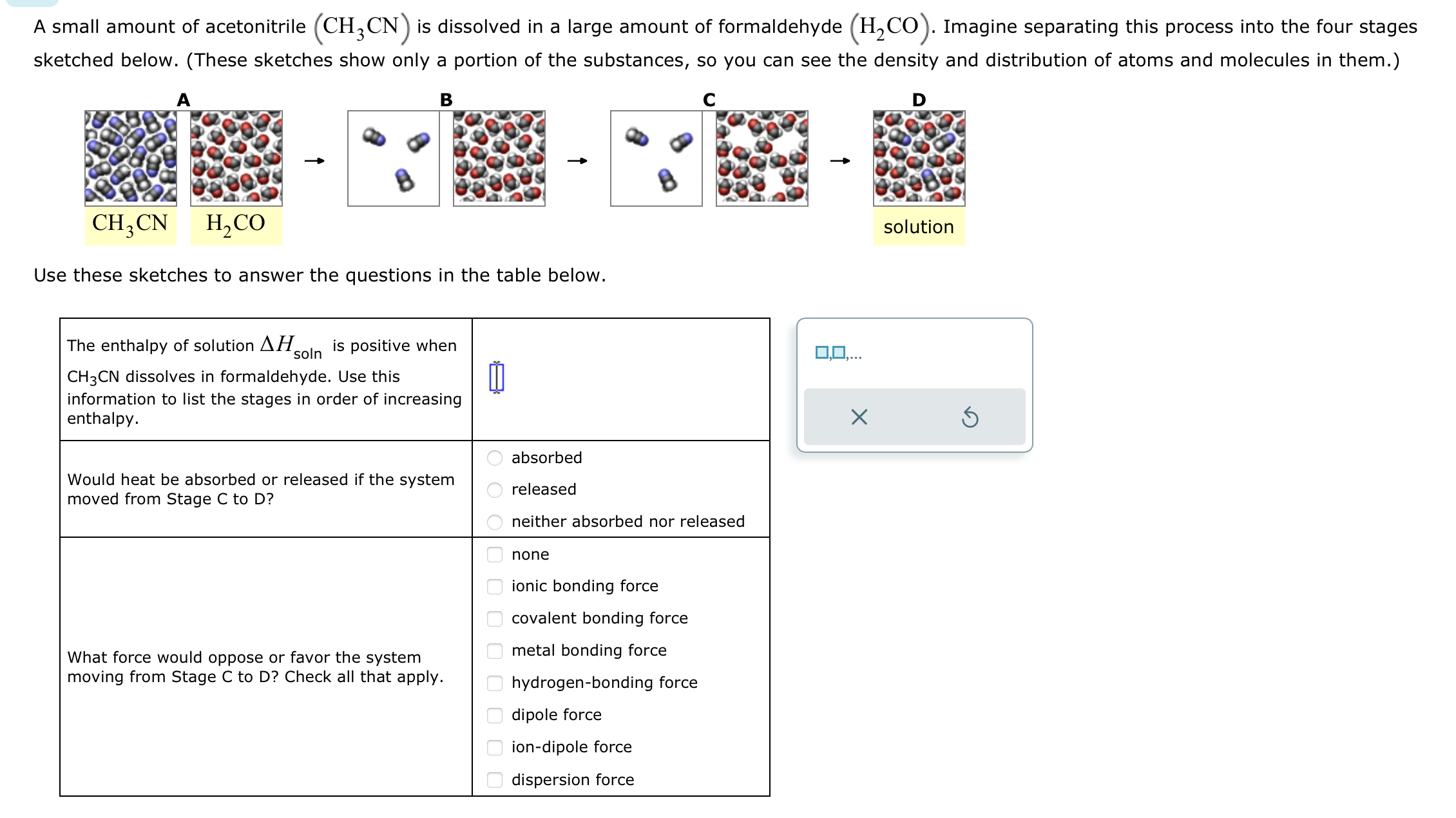 Solved A small amount of acetonitrile (CH3CN) is dissolved | Chegg.com