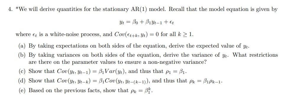 Solved 1. ∗ We will derive quantities for the stationary | Chegg.com