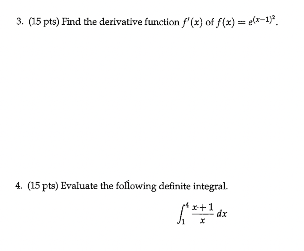 Solved 3. (15 pts) Find the derivative function f′(x) of | Chegg.com