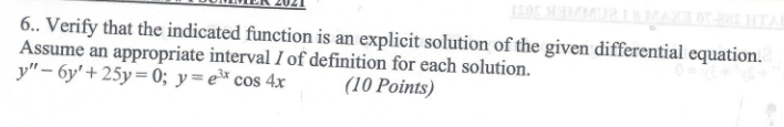 Solved 6.. Verify that the indicated function is an explicit | Chegg.com