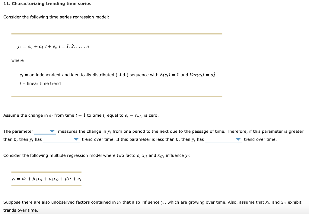 Solved 11. Characterizing trending time series Consider the | Chegg.com