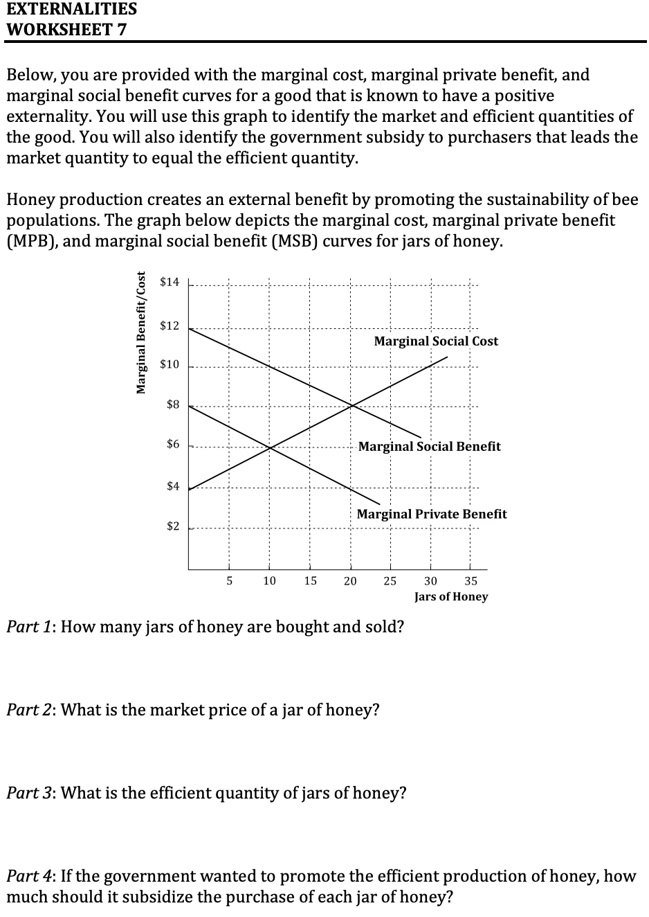 Solved EXTERNALITIES WORKSHEET 7 Below, you are provided | Chegg.com