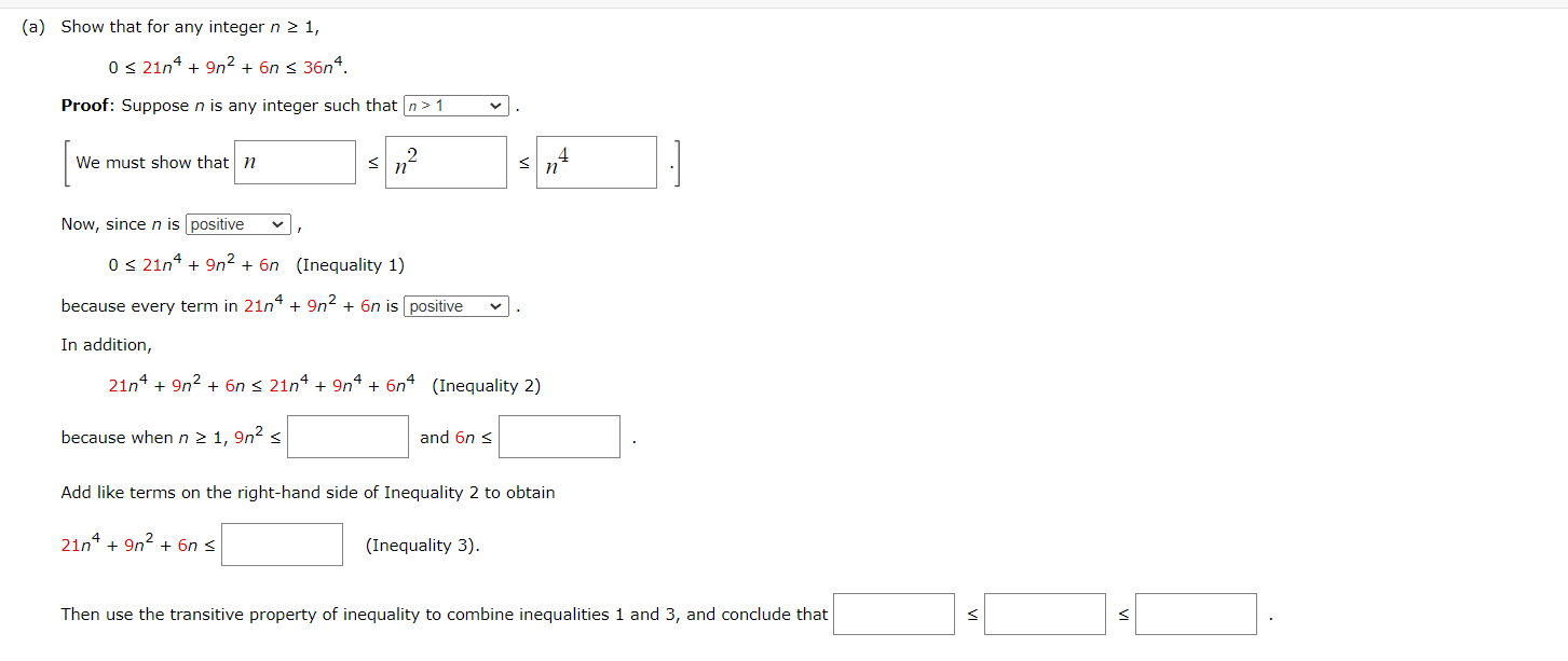 Solved (b) Show that for any integer n≥1,21n4≤21n4+9n2+6n. | Chegg.com