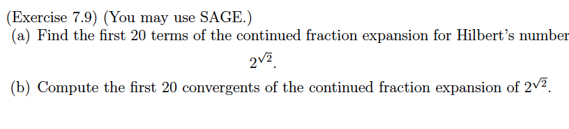 Solved (Exercise 7.9) (You may use SAGE.) (a) Find the first | Chegg.com