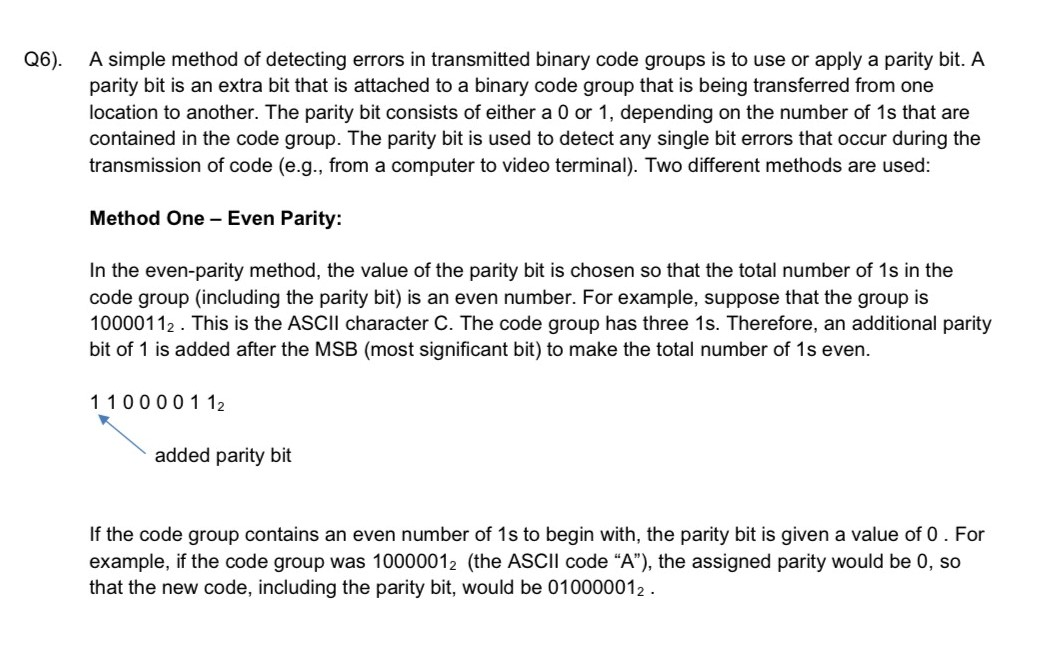 Solved Q6). A simple method of detecting errors in | Chegg.com