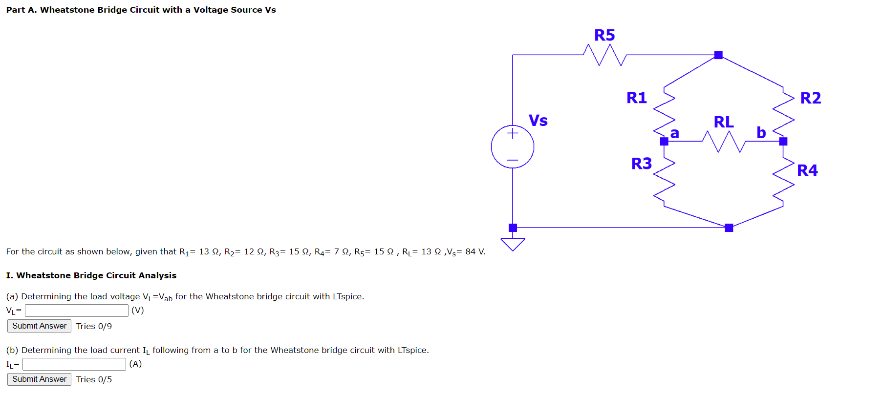 Solved Part A. Wheatstone Bridge Circuit with a Voltage | Chegg.com