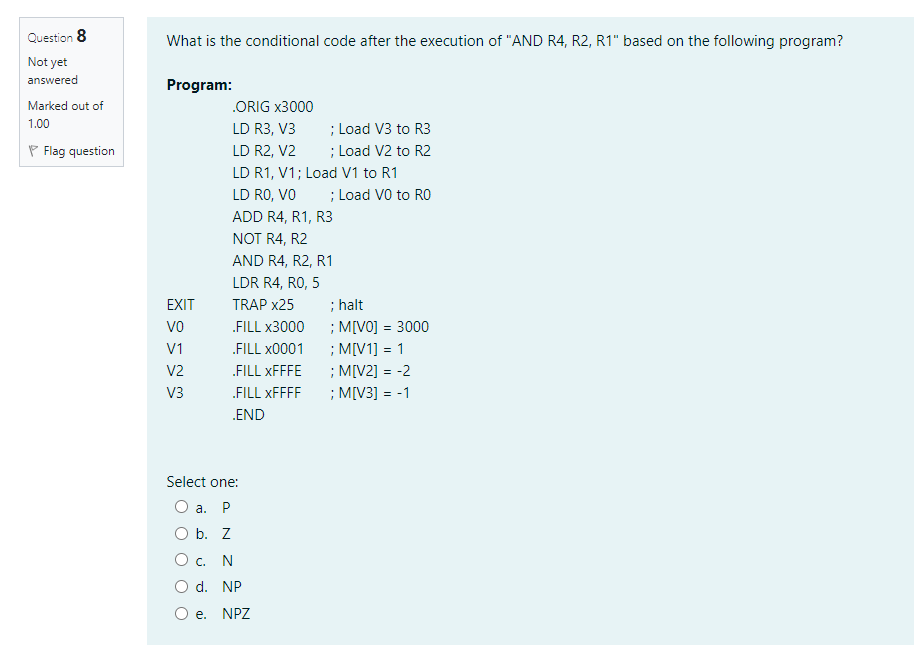 Solved What Is The Conditional Code After The Execution Of 3689
