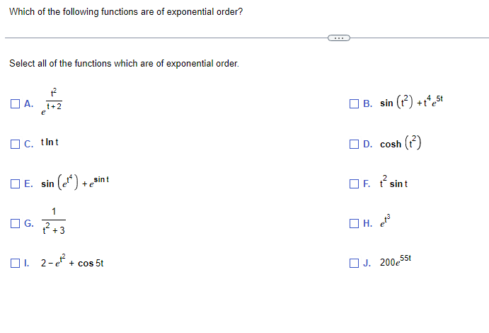 Solved Which of the following functions are of exponential | Chegg.com