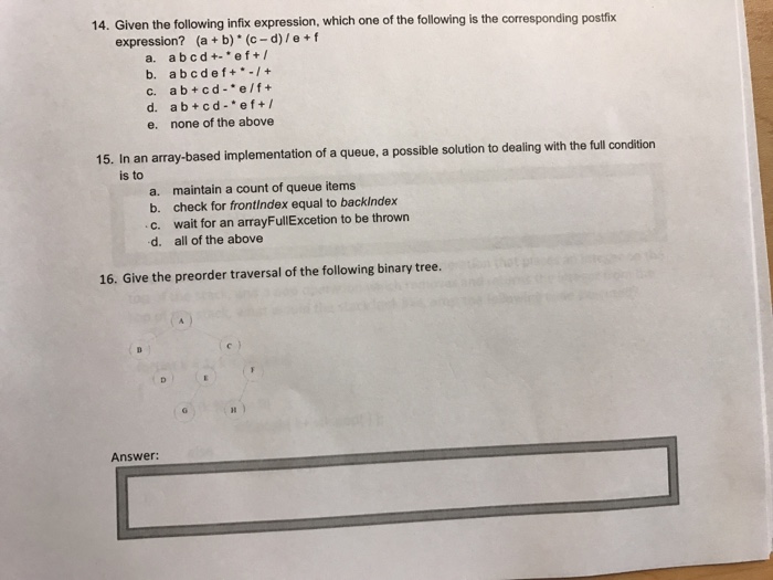 Solved Given the following infix expression, which one of | Chegg.com