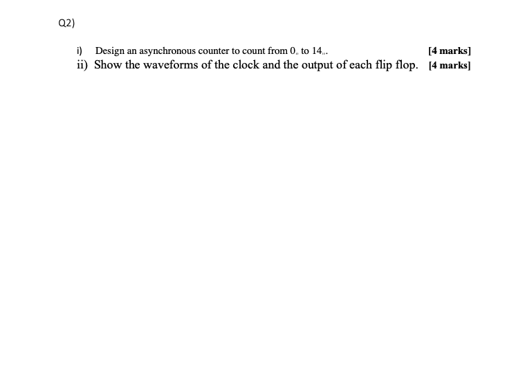 Solved Q2) i) Design an asynchronous counter to count from 0 | Chegg.com