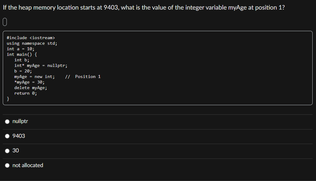 Solved If the heap memory location starts at 9403, what is | Chegg.com