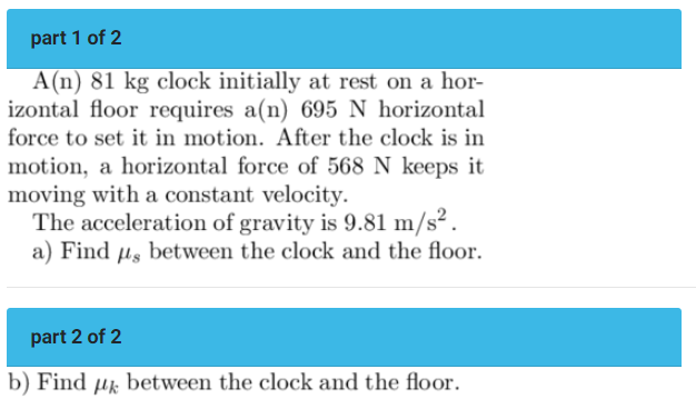 Solved A(n)81 kg clock initially at rest on a horizontal | Chegg.com