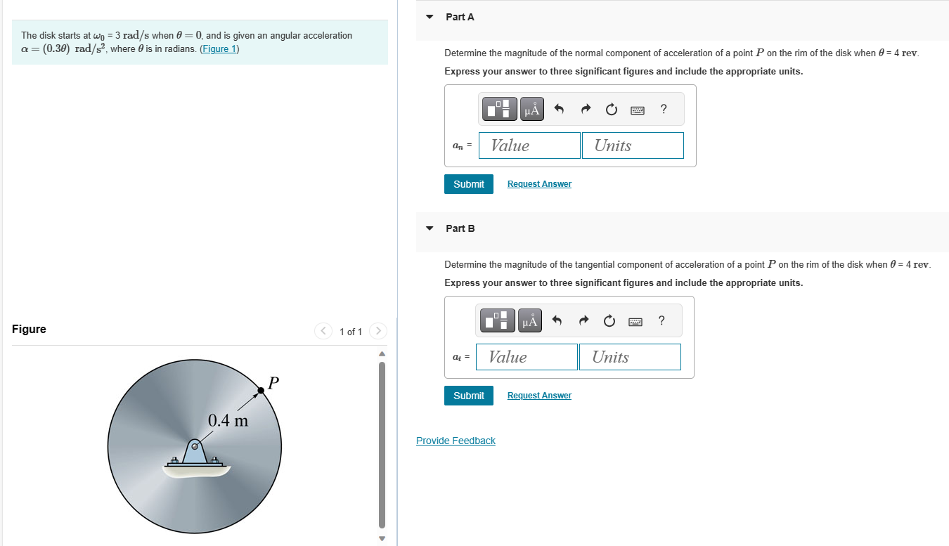 Solved The disk starts at ω0=3rad/s when θ=0, and is given | Chegg.com