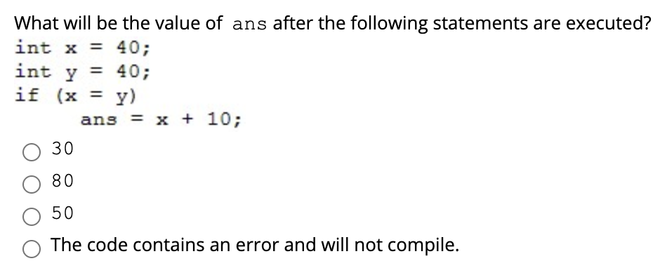 Solved int y What will be the value of ans after the | Chegg.com