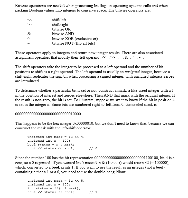 Bitwise operations are needed when processing bit | Chegg.com