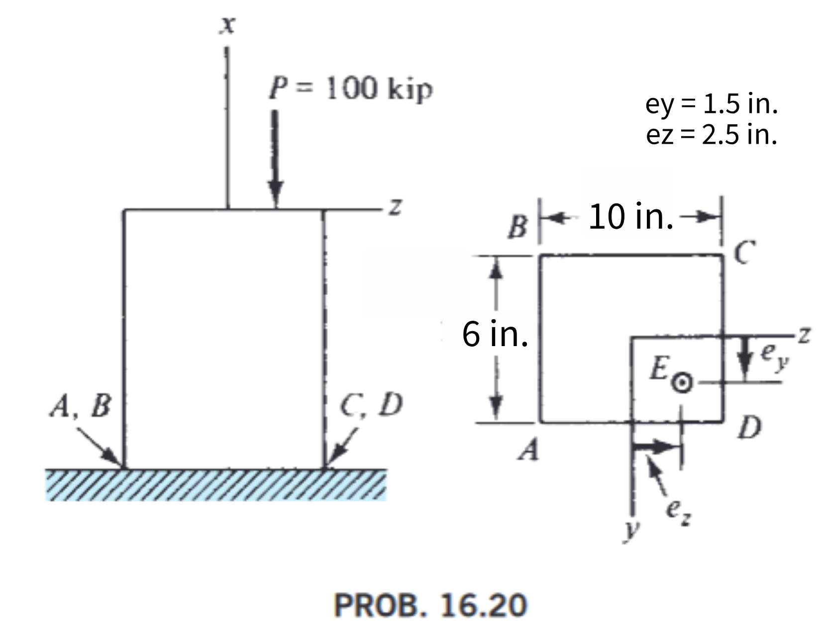 Solved 16.20: A concrete pier 10 ﻿in. ﻿x 6 ﻿in. ﻿supports a | Chegg.com