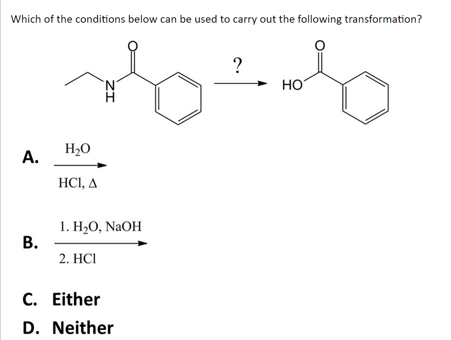 Solved Which of the conditions below can be used to carry | Chegg.com