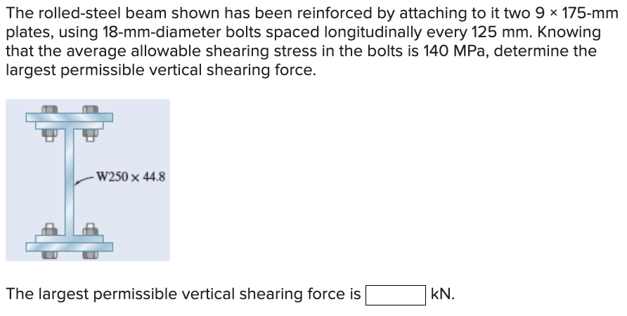 Solved The rolled-steel beam shown has been reinforced by | Chegg.com