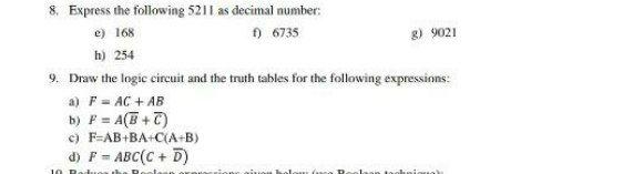 Solved 8. Express the following 5211 as decimal number: e) | Chegg.com