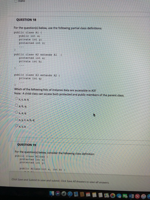 Solved QUESTION 8 For the question(s) below, use the | Chegg.com