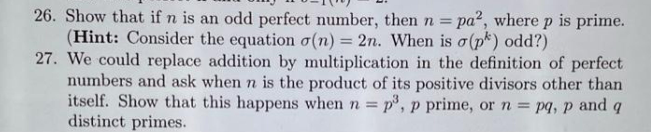 Solved 26. Show that if n is an odd perfect number, then n = | Chegg.com