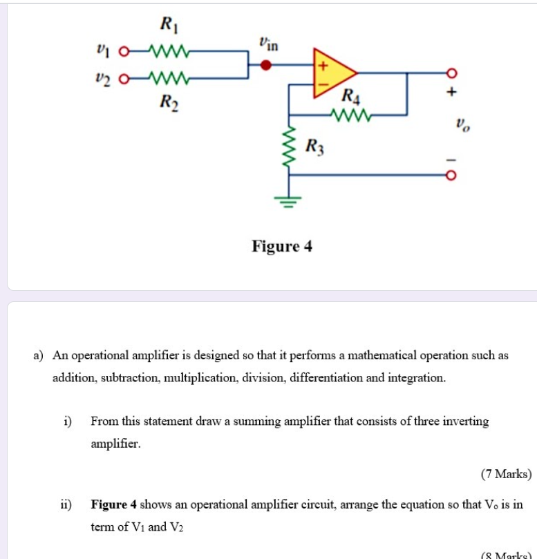 Solved R ULOW 02 Own R2 R4 R3 Figure 4 a) An operational | Chegg.com
