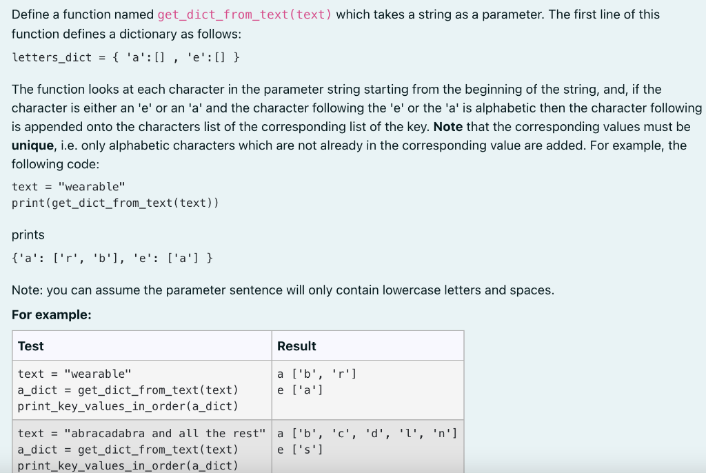 Solved Define a function named get_dict_from_text (text) | Chegg.com