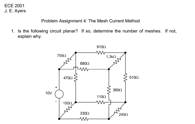 Solved ECE 2001 J. E. Ayers Problem Assignment 4: The Mesh | Chegg.com