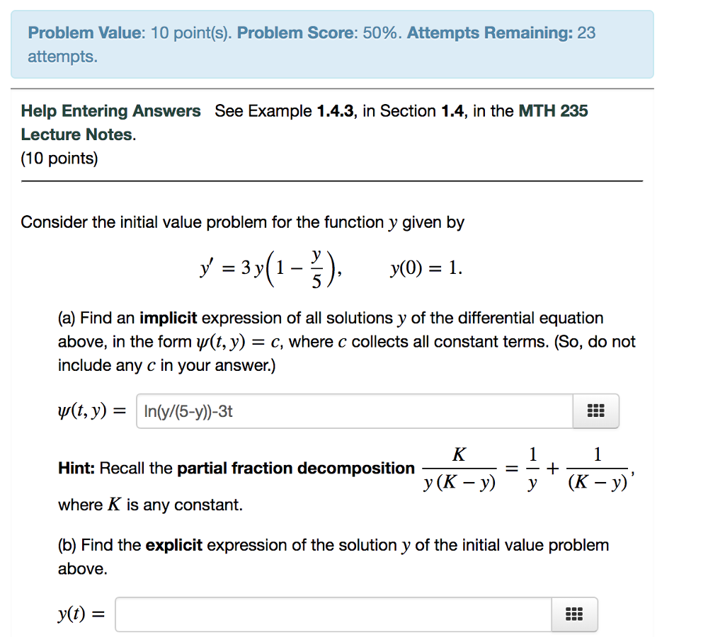 Solved Problem Value: 10 point(s). Problem Score: 50%. | Chegg.com