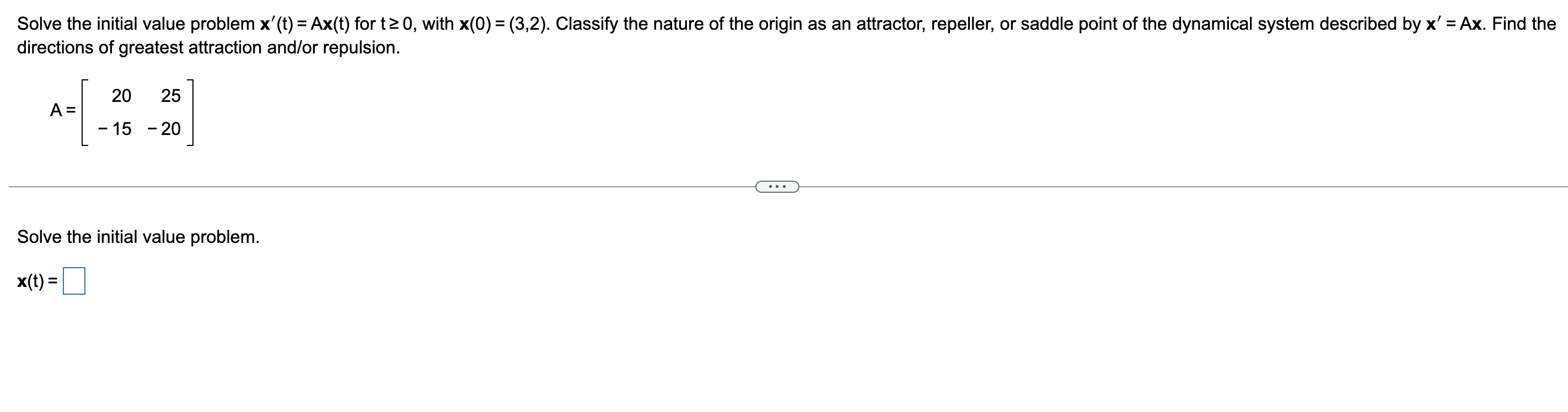 Solved Solve the initial value problem x′(t)=Ax(t) for t≥0, | Chegg.com
