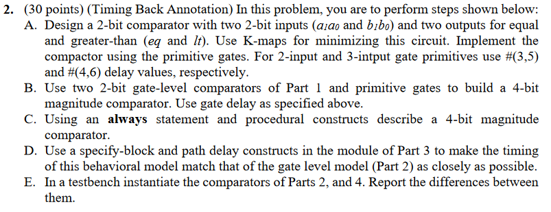 2. (30 points) (Timing Back Annotation) In this | Chegg.com