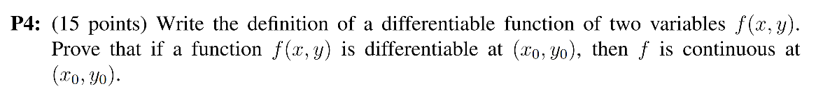 Solved P4: (15 points) Write the definition of a | Chegg.com