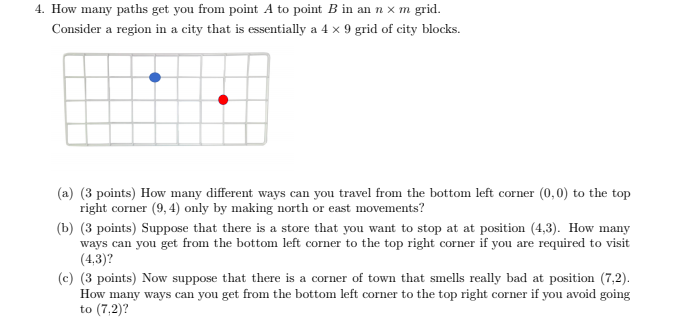 Solved 4. How many paths get you from point A to point B in | Chegg.com