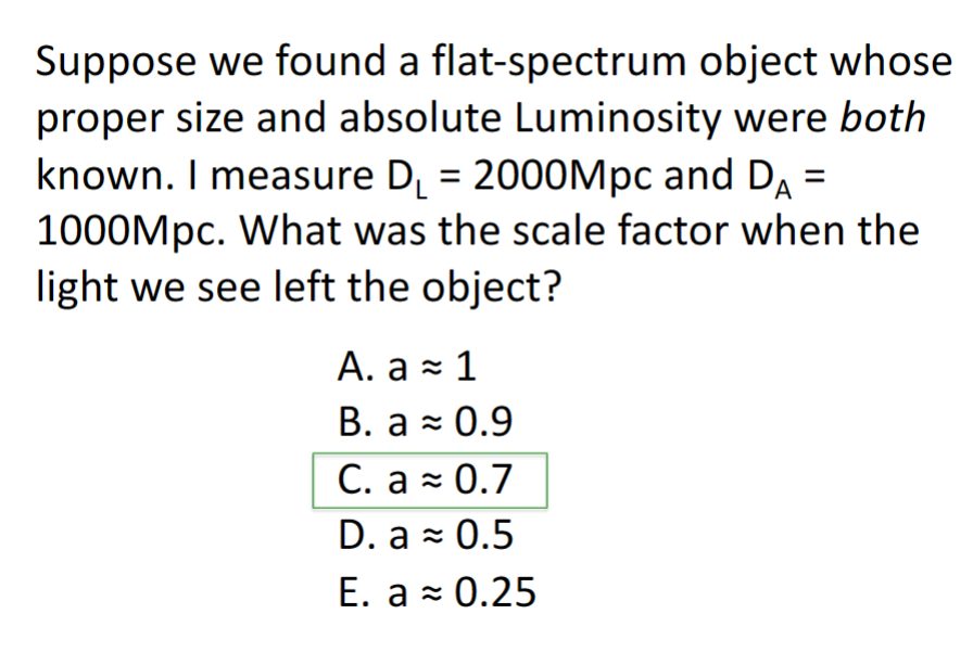 Solved Suppose we found a flat-spectrum object whose proper | Chegg.com