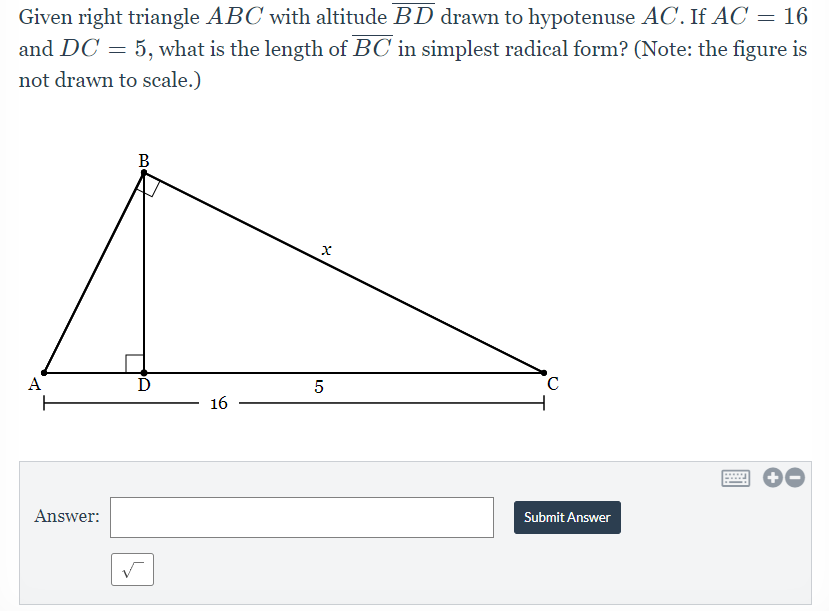 Solved Given right triangle ABC with altitude BD drawn to | Chegg.com