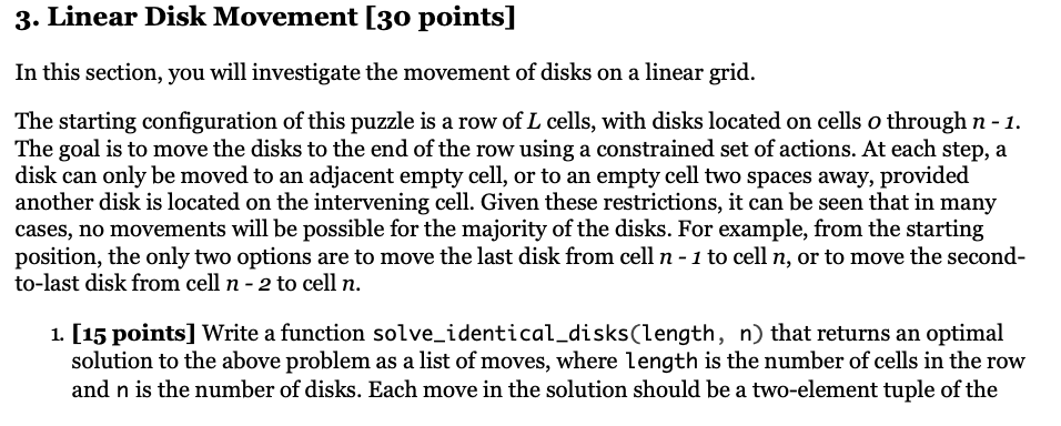 Solved 3 Linear Disk Movement [30 Points] In This Section
