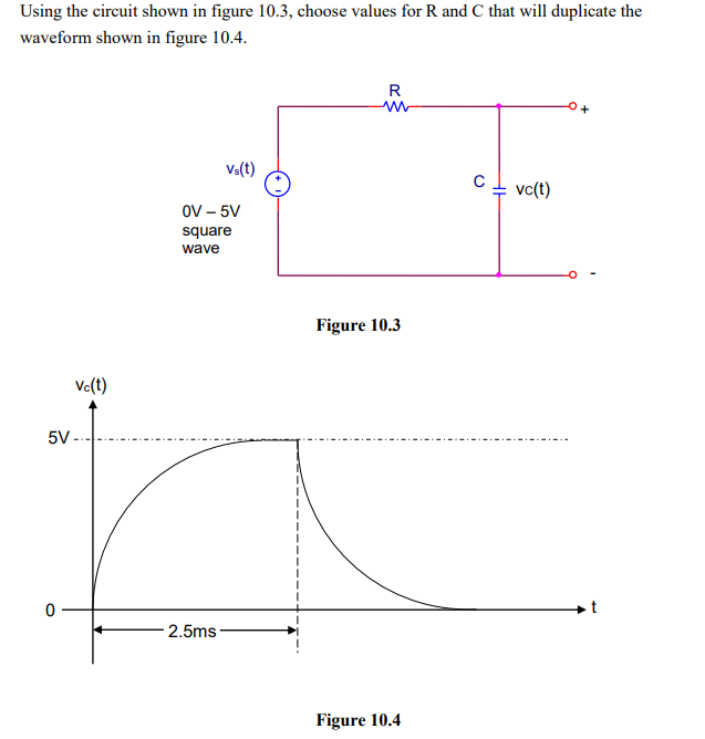 Solved Using the circuit shown in figure 10.3, choose values | Chegg.com