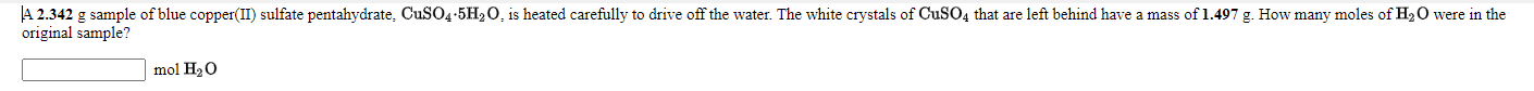 Solved 14 2.342 g sample of blue copper(II) sulfate | Chegg.com