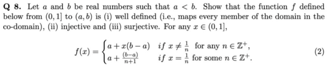Solved Q 8. Let a and b be real numbers such that a | Chegg.com